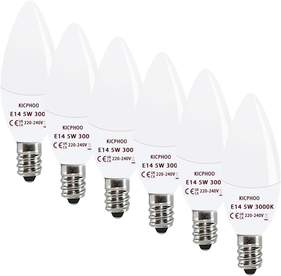 Kicphoo E14 Dimmable Led Candle Bulb,C37 Screw Bulbs,5w Equivalent 40w ...