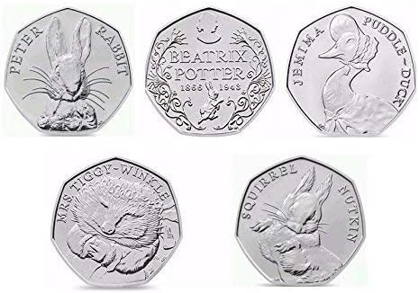 2 x Full Set of 5 x Beatrix Potter 2016 50p Fifty Pence with Capsule ...