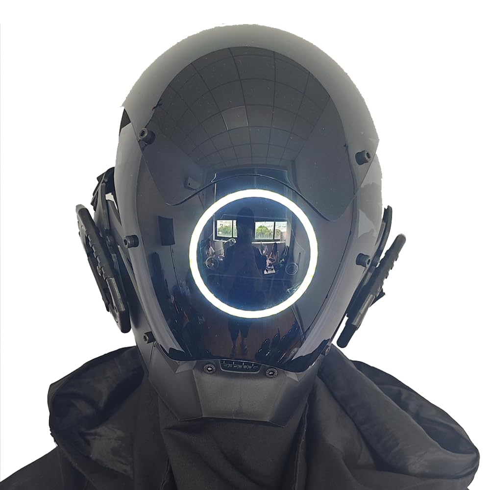 KYEDAY Punk Mask Cosplay for Men, LED Round Light Mask for Women ...