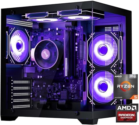 Amazon.com: LXZ Desktop Computer AMD Ryzen 5 5600GT 6 core 3.9GHz, 16G ...