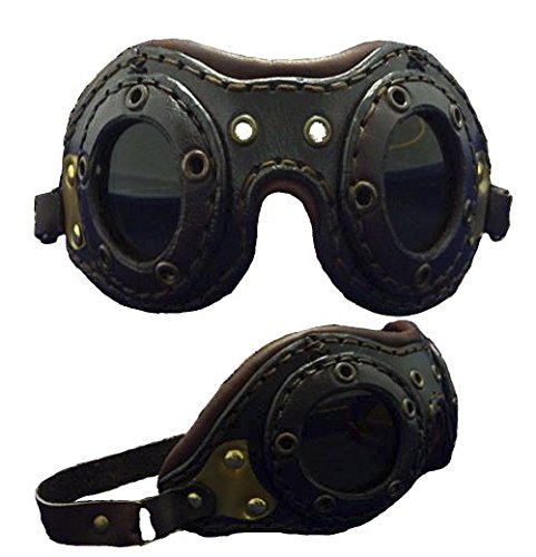 Amazon.com: Dark Brown Leather Aviator Goggles : Clothing, Shoes & Jewelry