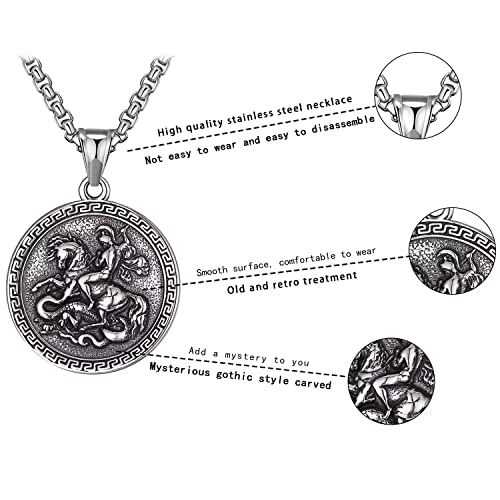 Snapklik.com : Stainless Steel St George Dragon Slayer Pendant Necklace ...