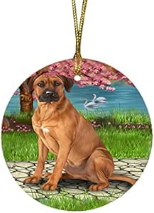 Amazon.com: Rhodesian Ridgeback Dog Round Christmas Ornament : Home ...