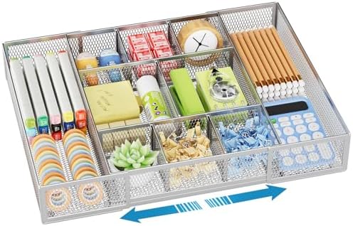 Amazon.com: Marbrasse Expandable Desk Drawer Organizer, Mesh Tray with ...