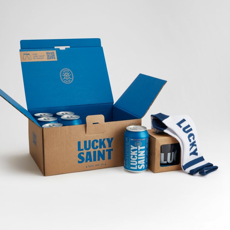 LUCKY SAINT Alcohol Free Beer Gift Set - Unfiltered Lager, Case of 6 x ...