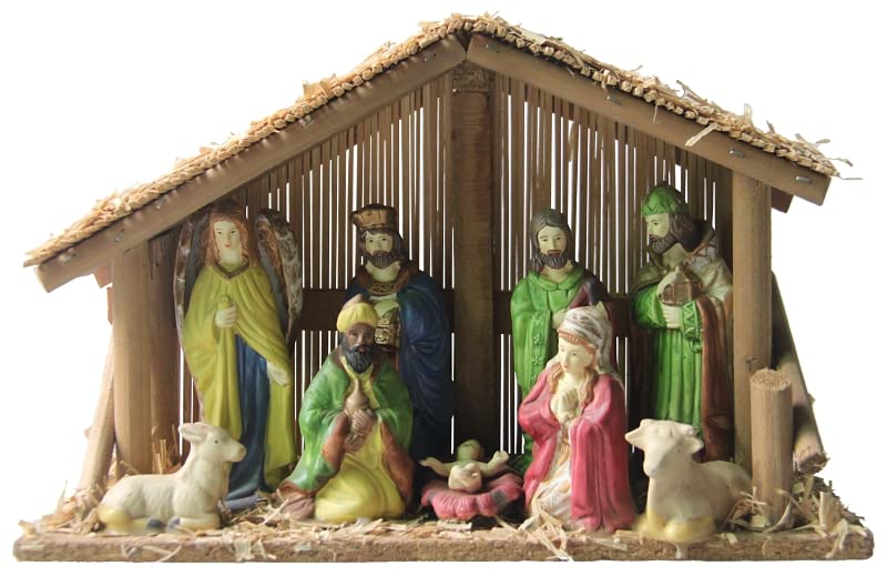Rocky Mountain Goods 9 Piece Porcelain Nativity Set with Stable - for ...