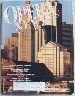 Opera News Magazine. September 1996. Single Issue Magazine. Volume 61 ...