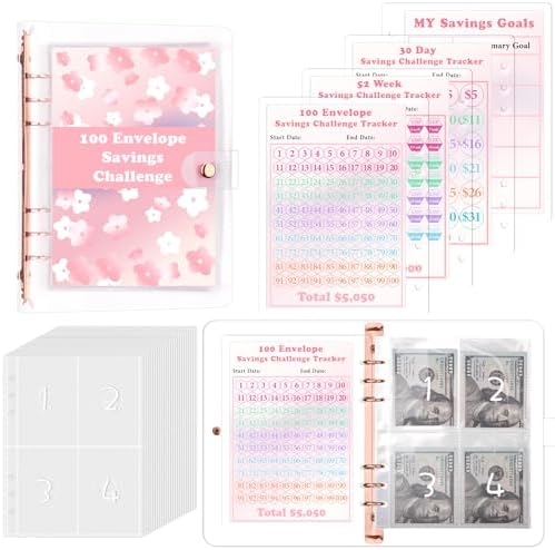 Amazon.com : 100 Envelopes Money Saving Challenge Binder, Reusable ...