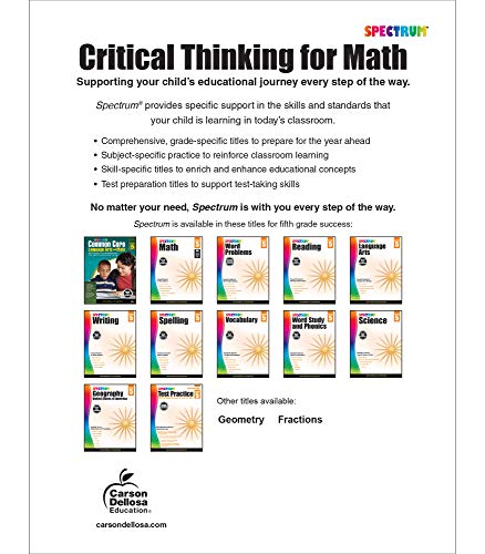 Snapklik.com : Grade 5 Critical Thinking For Math Workbook, Ages 10 To ...