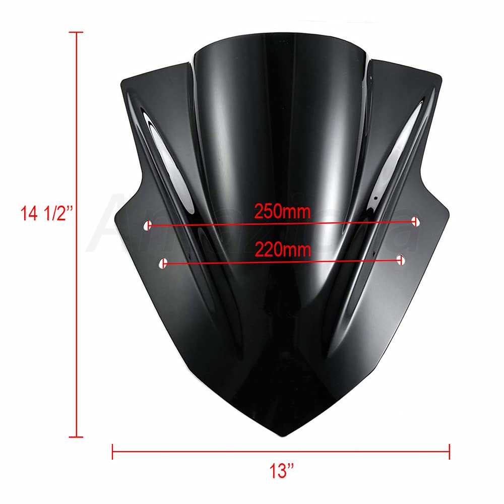 Snapklik.com : Black Windshield Windscreen Double Bubble For Kawasaki ...