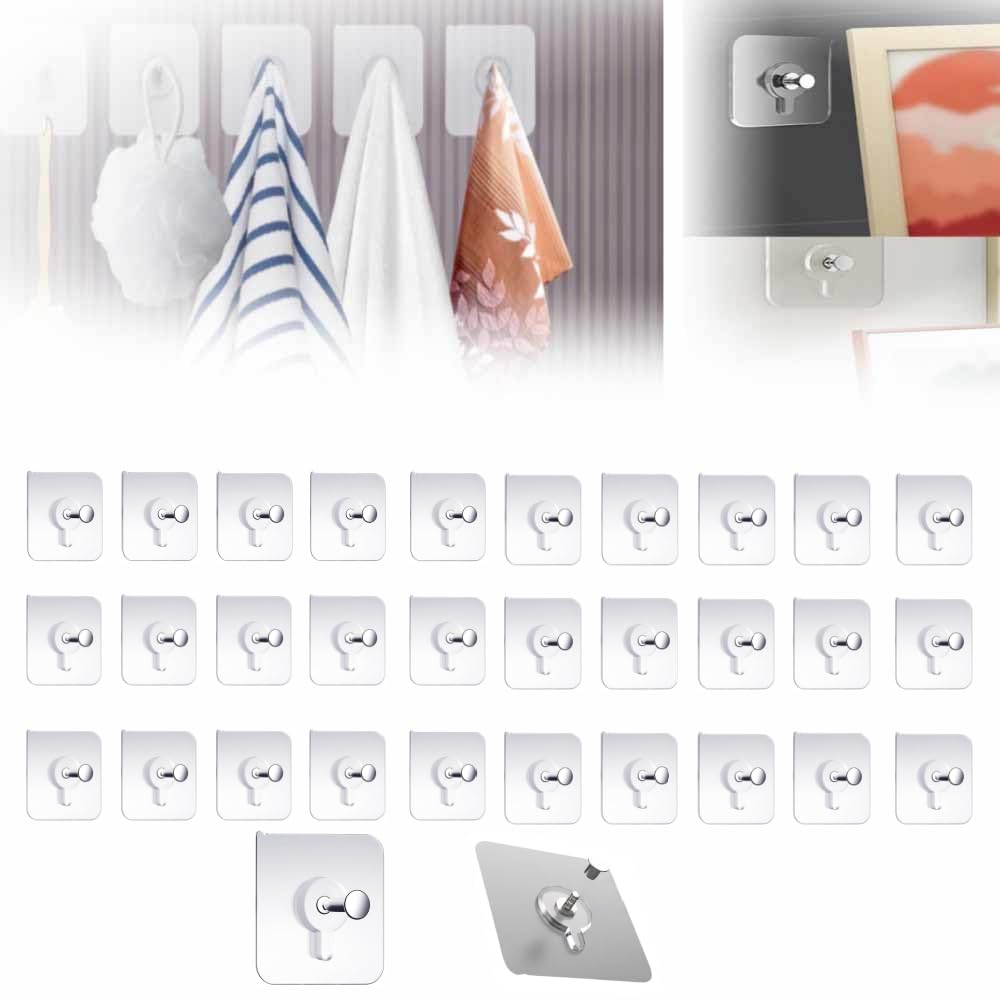 Drill Free Adhesive Hooks, 2024 New Reusable Adhesive Wall Mount Screw ...