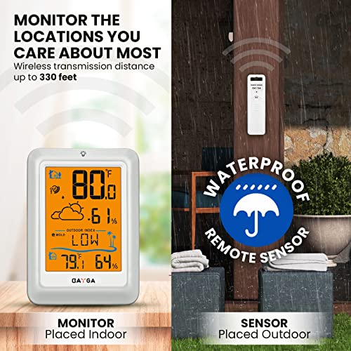 Snapklik.com : BAYGA Indoor Outdoor Thermometer Wireless Digital ...