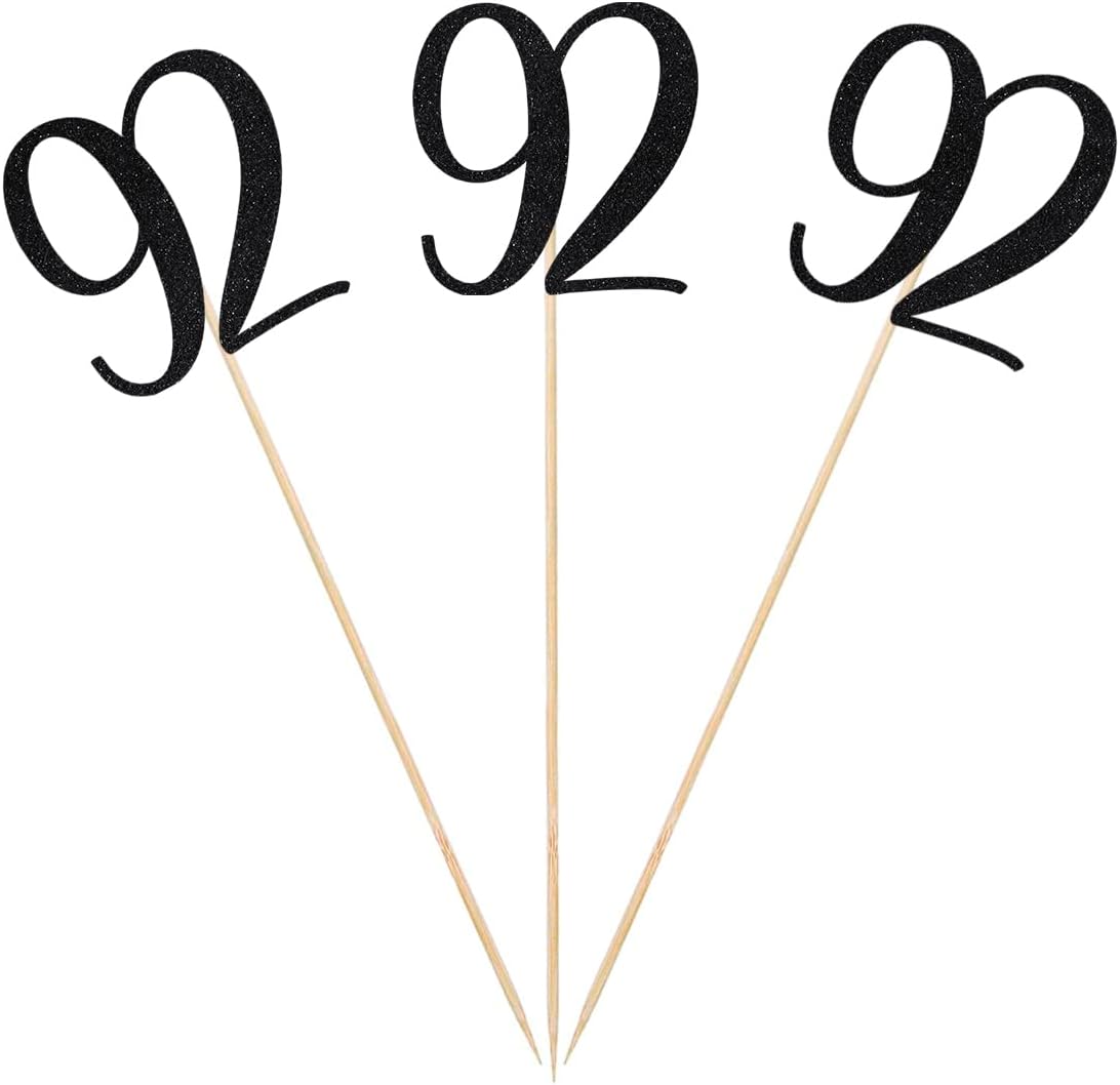 Amazon.com: Black Glitter 92nd Birthday Centerpiece Sticks, 12-Pack ...