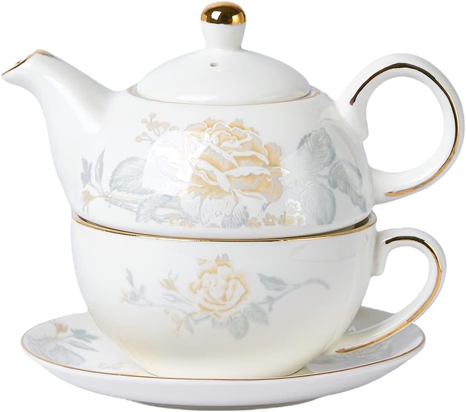 The Leonardo Collection Tea for One Teapot Pot Cup and Saucer Serving ...