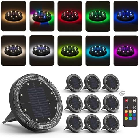 Color Changing Solar Ground Lights with 33ft Long Distance Remote ...