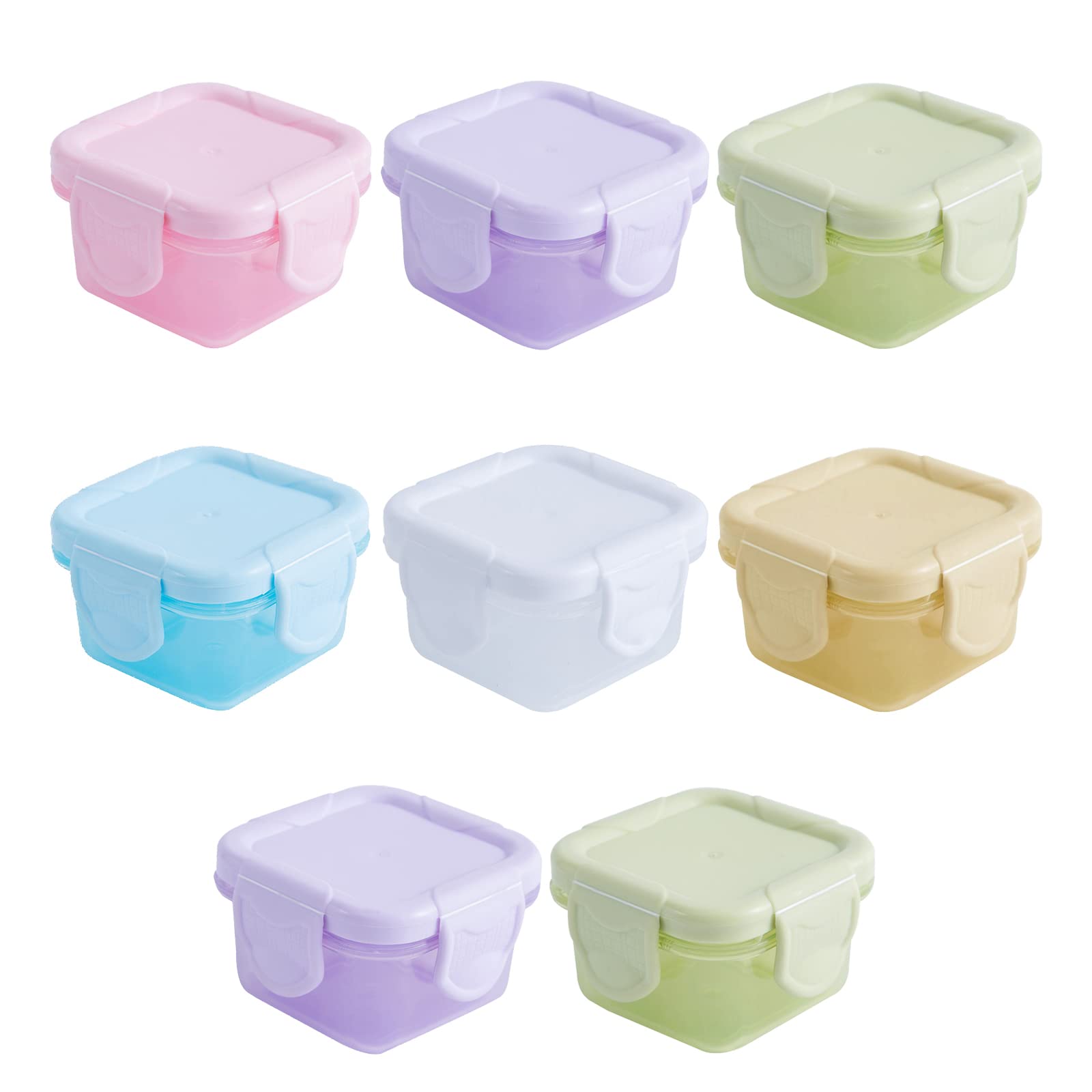 woojfcang 8 Pcs Mini Food Containers with Lid Sauce Pots Stackable ...