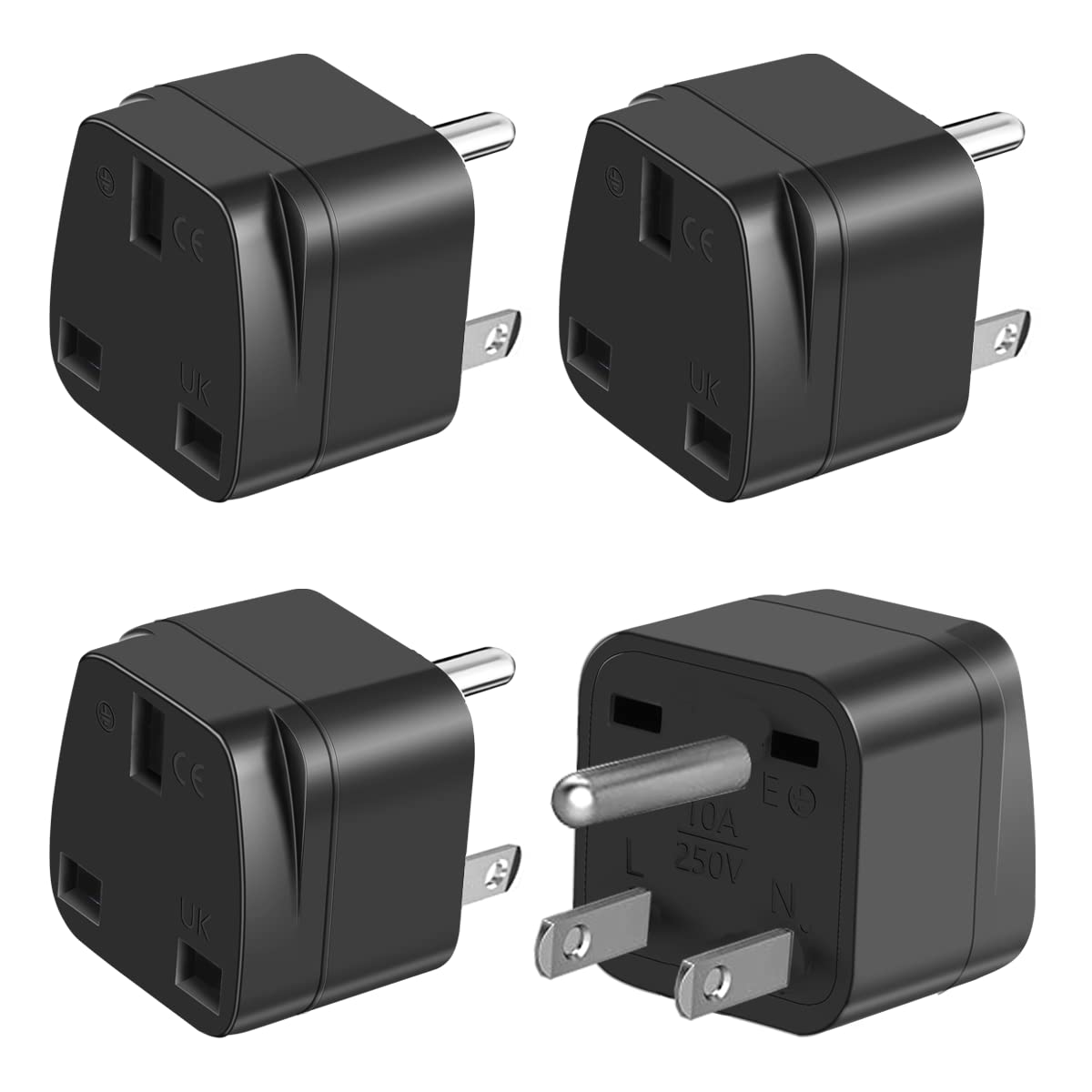 LUKELI 4 Pack UK to USA Plug Adaptor Thailand Travel Adapter USA Travel ...