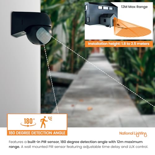 PIR Sensor Motion Activated 180 Degree Presence Detector Outdoor ...