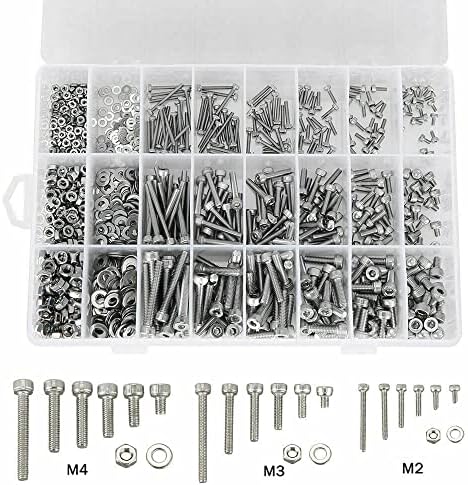 1080pcs Stainless Steel M2/M3/M4 Bolts Nuts Screws Hex Head Assorted ...