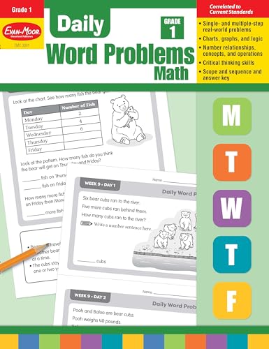 Evan-Moor Daily Word Problems, Grade 1, Homeschooling & Classroom Resource Workbook, Problem ...