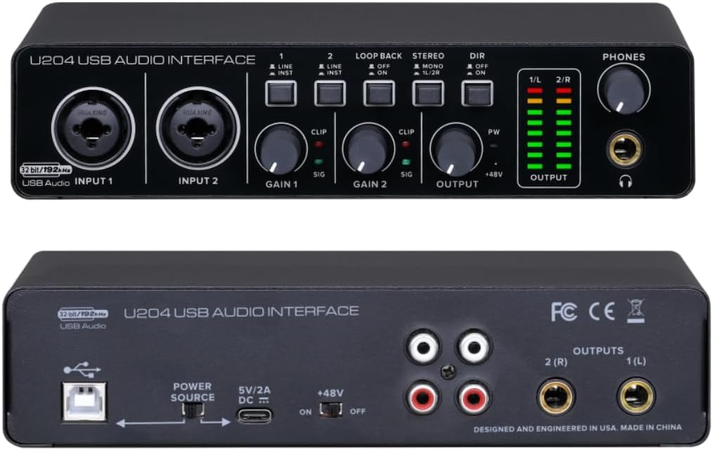 Amazon.com: BOMGE U204 USB Audio Interface for PC Computer Recording ...