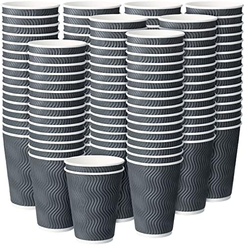 Amazon.com: 200 Pack 16 oz Insulated Ripple Paper Coffee Cups Bulk ...