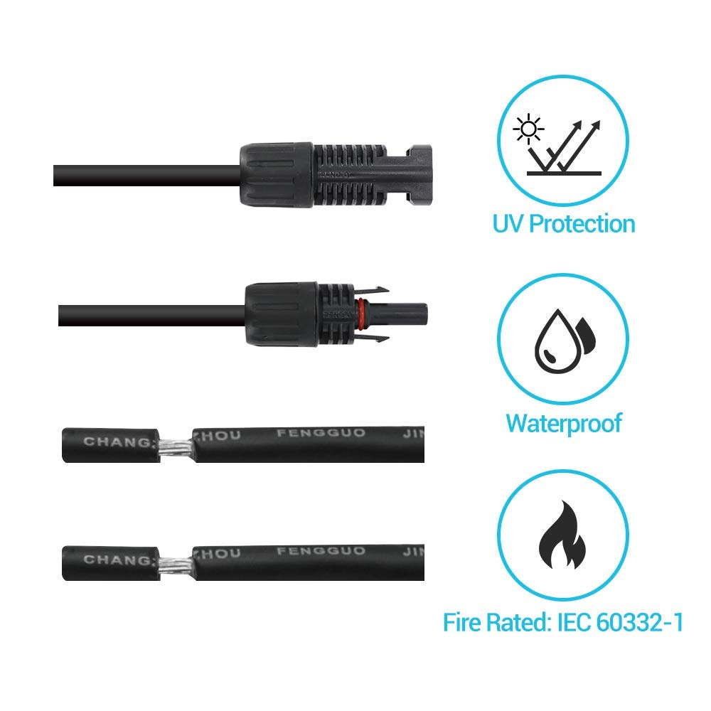 Snapklik.com : Renogy 20FT 10AWG Solar Wire Extension Cables