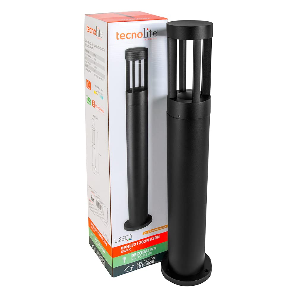 Tecnolite Mini Poste LED Exterior 9 W, Luz Suave Cálida, IP54, IK08, No ...