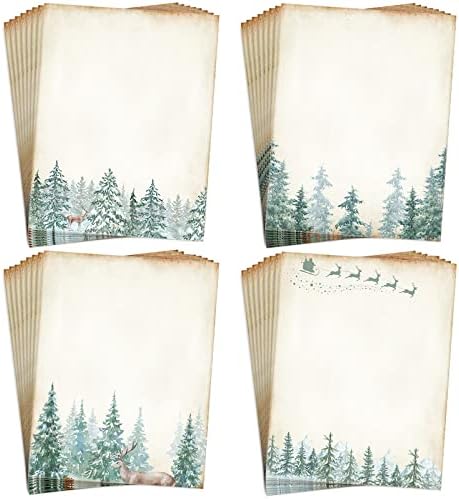 Amazon.com : AnyDesign 60Pcs Christmas Stationery Paper Watercolor Xmas ...