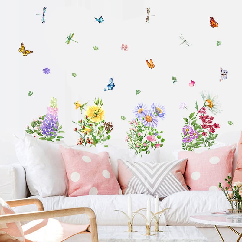 Snapklik.com : Flowers Betterfly Removable Vinyl Wall Decals Insects ...