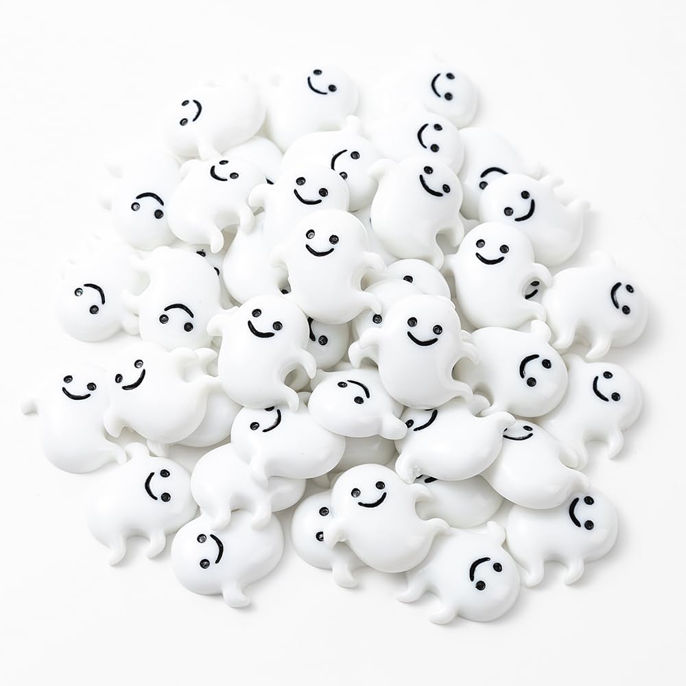 Amazon.com: wybcfp 60Pcs Halloween Miniatures Ghost Charms Mini Resin ...