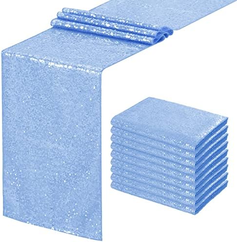 Amazon.com: 6 Pieces 12 x 108 Inches Lake Blue Sequin Table Runners ...