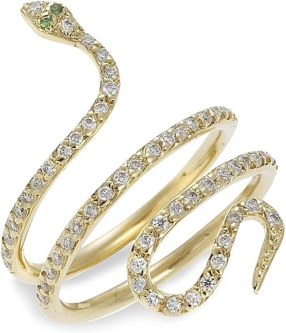 Amazon.com: Ileana Makri, 18K Yellow Gold & White Diamond Single Python Ring, 7, Yellow Gold ...