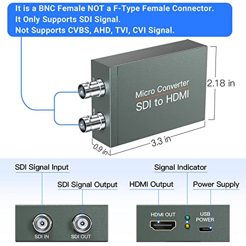 SDI to HDMI Converter with SDI Loop Output, Auto Format Detection for ...