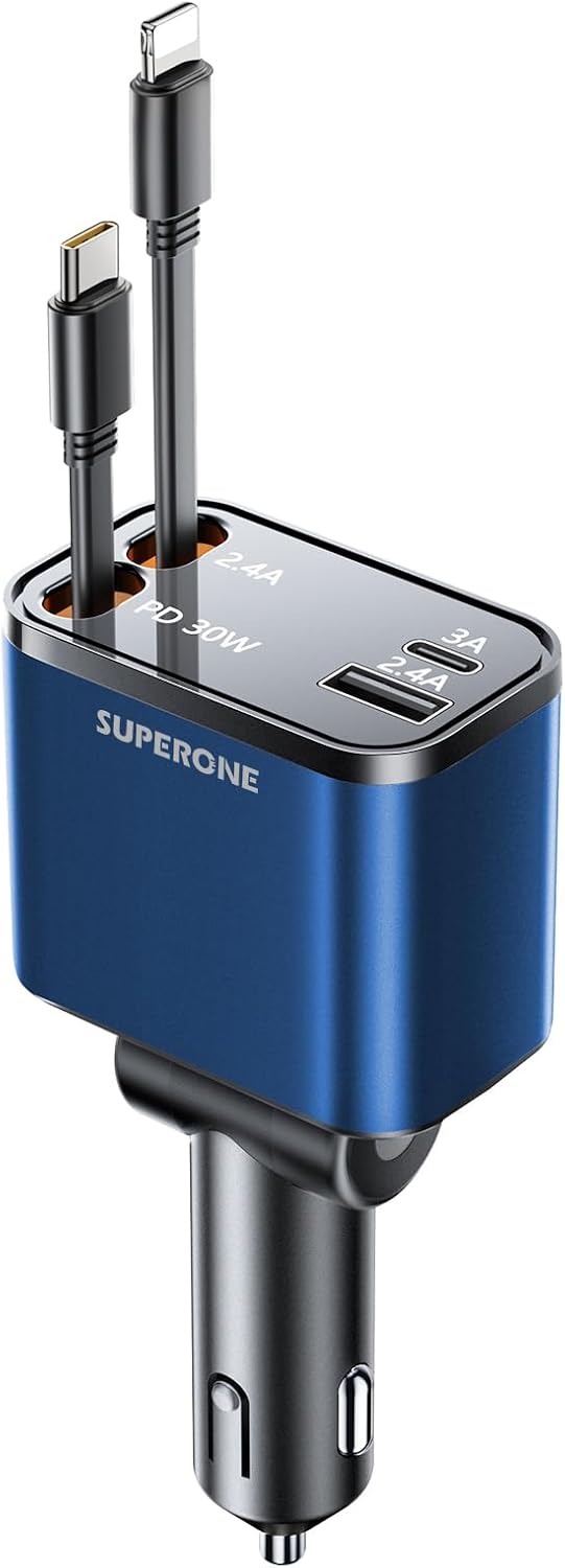 Amazon.com: [2024 Upgraded] 4 in 1 Retractable Car Charger, SUPERONE ...