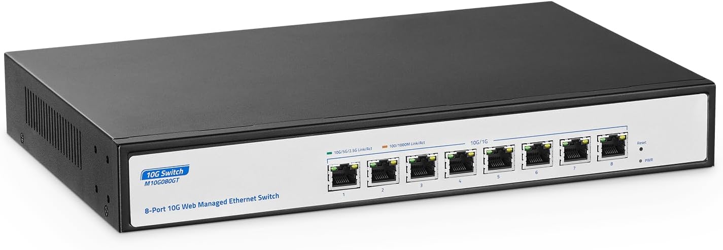 Amazon.com: YuLinca 8 Port 10Gbps Managed Ethernet Switch, 10G/5G/2.5G ...