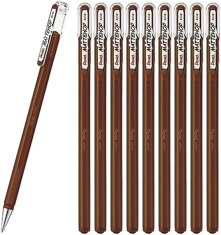 Amazon.com : Pentel Color Ballpoint Pen, Matte Hop, Brown, 10 Pens K110 ...