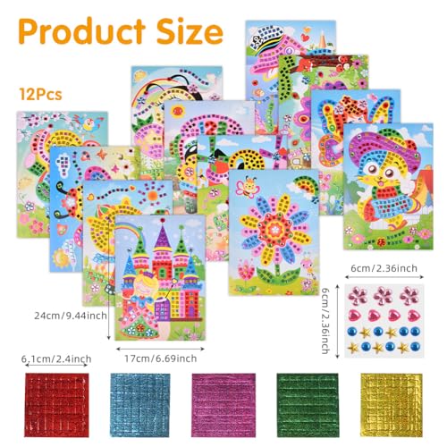AUAUY Sticky Mosaic Picture Kit for Creating, 12 Pack Mosaic Sticker ...