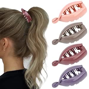 Amazon.com : Hapdoo 4PCS Small Banana Clip for High Ponytail, Banana Clips for Thin Hair Strong ...