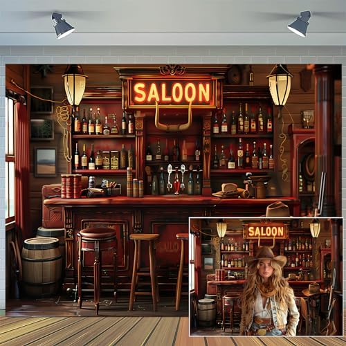Amazon.com : Dtekoj 10x8ft Western Cowboy Bar Backdrops Nightclub Pub ...