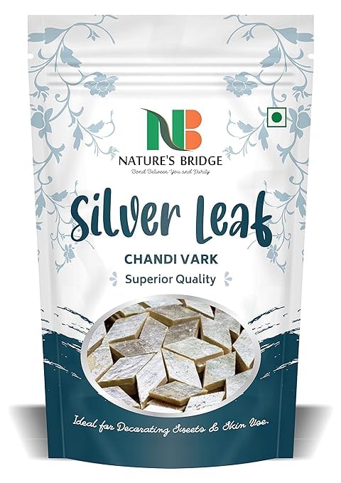 Buy Nature's Bridge Premium Edible Silver Leaf (Vark) | 150 Pieces| 100 ...