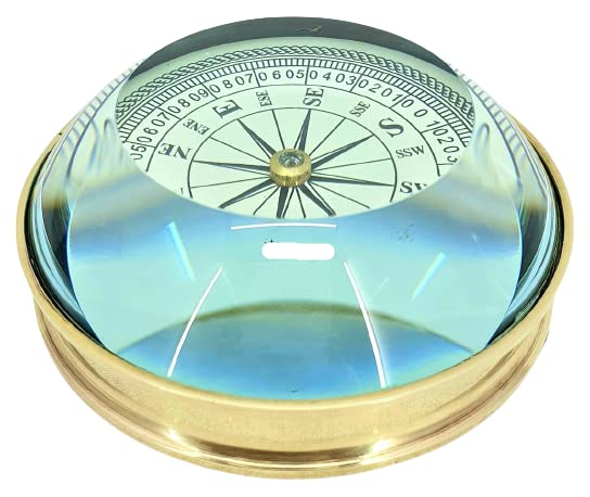 Half Moon Optical Illusion Desk Paper Weight Solid Brass Lens Compass ...