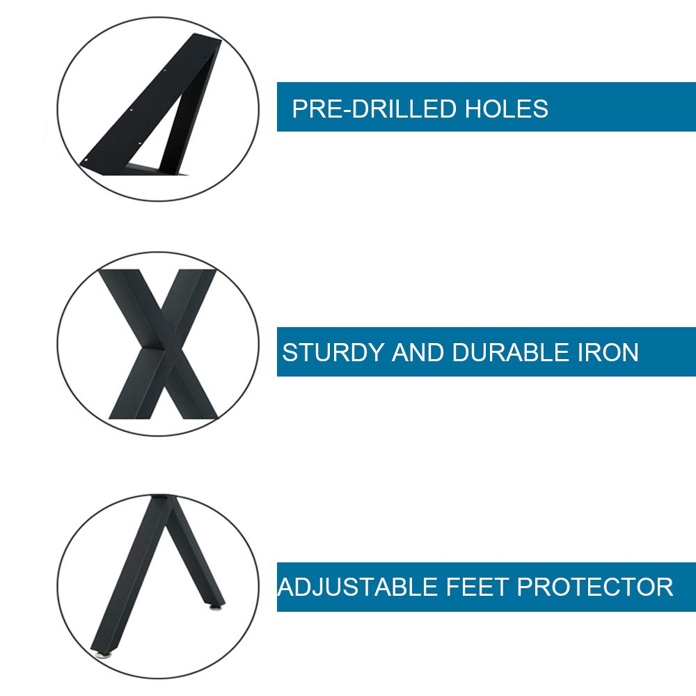 Buy Table Legs 28” Height 20” Wide Desk Legs X Type Iron Bench Legs ...