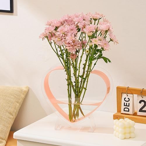 Amazon.com: Hot Pink Acrylic Vase, Modern Acrylic Geometric Wide Mouth ...