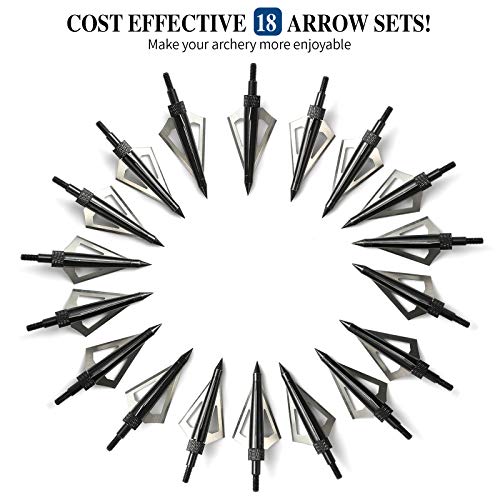 Snapklik.com : 18 Pack Hunting Broadheads,Arrow Heads Hunting,10 Blades ...