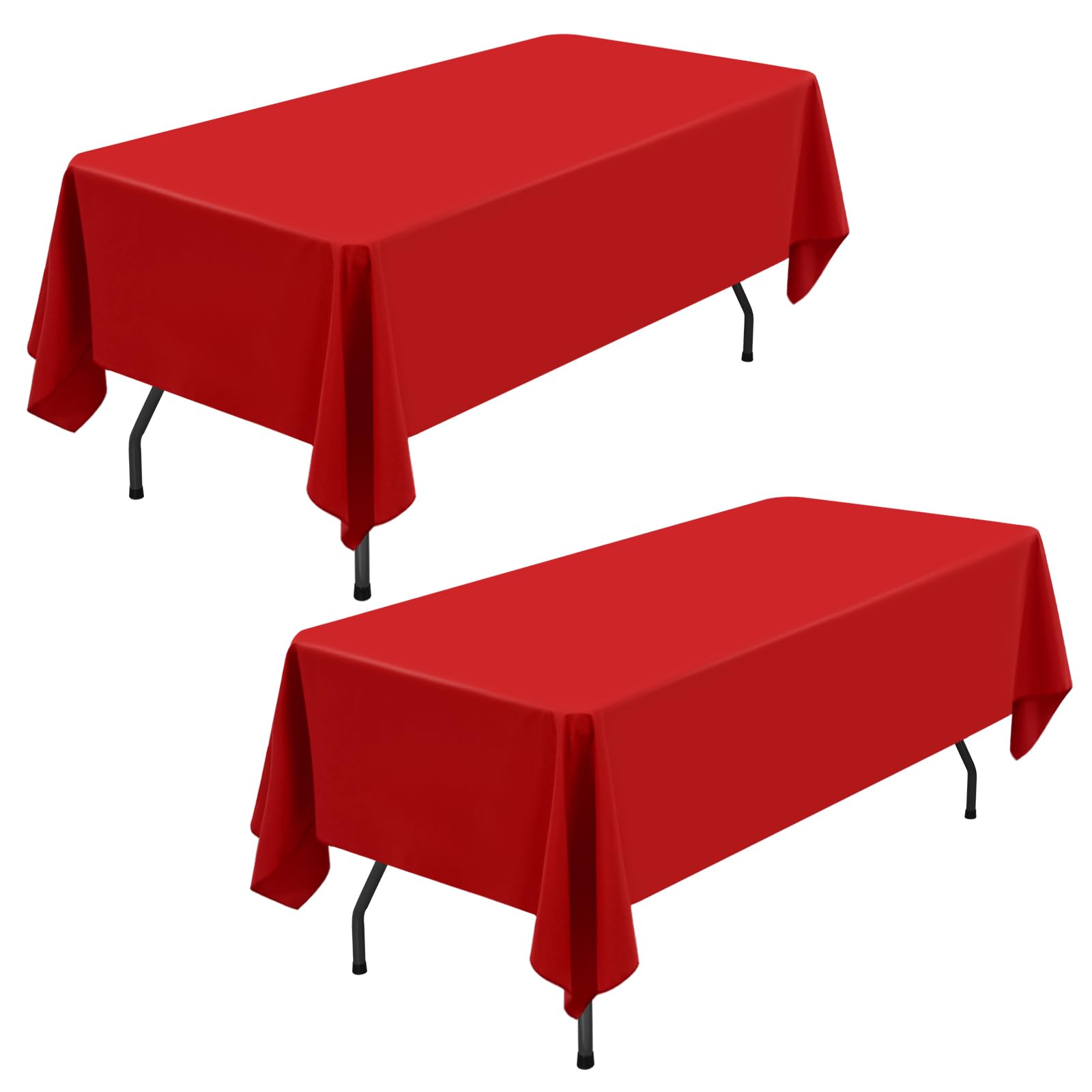 Showgeous 2 Pack Red Polyester Tablecloth for 6ft Rectangle Tables 60 x ...