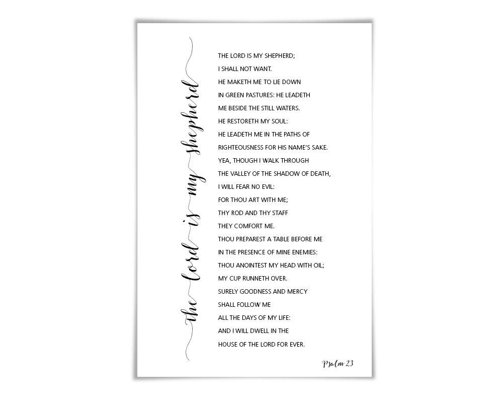 Buy Psalm 23 Bible Verse Art Art Print. 60 Colours/2 Sizes. Scripture ...