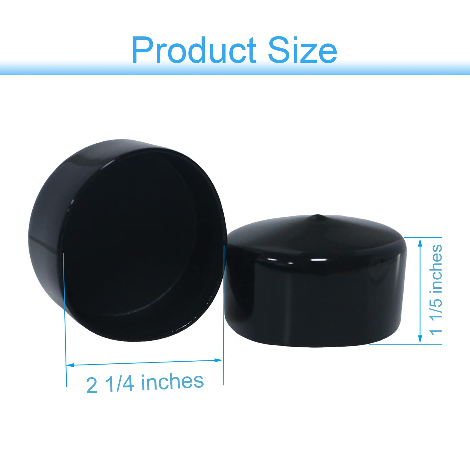 Snapklik.com : 2 1/4 Inch Rubber Cap Round 2.25 Inch Rubber End Caps PVC Flexible Protector ...