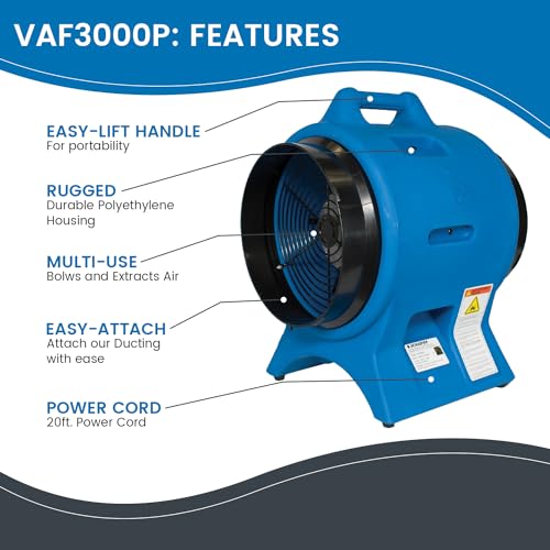 Snapklik.com : Schaefer VAF3000P Confined Space Blower: 12 In Duct
