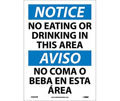 Notice No Eating Or Drinking Sign - Bilingual: Amazon.com: Industrial ...